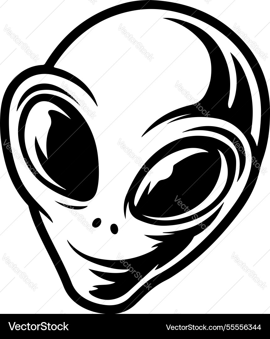 A head of alien ufo cryptozoology Royalty Free Vector Image
