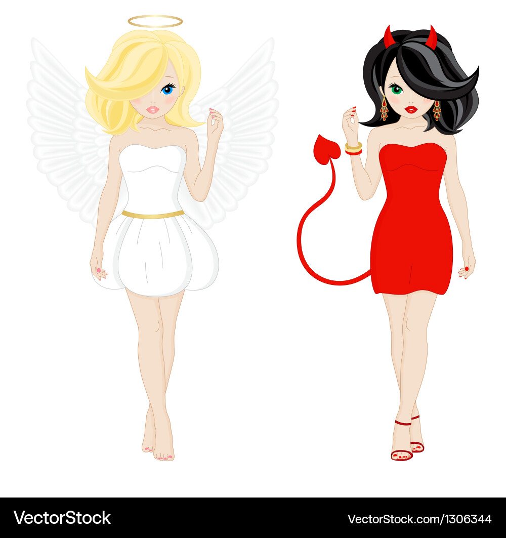 Angel and Devil Figures Royalty Free Vector Image
