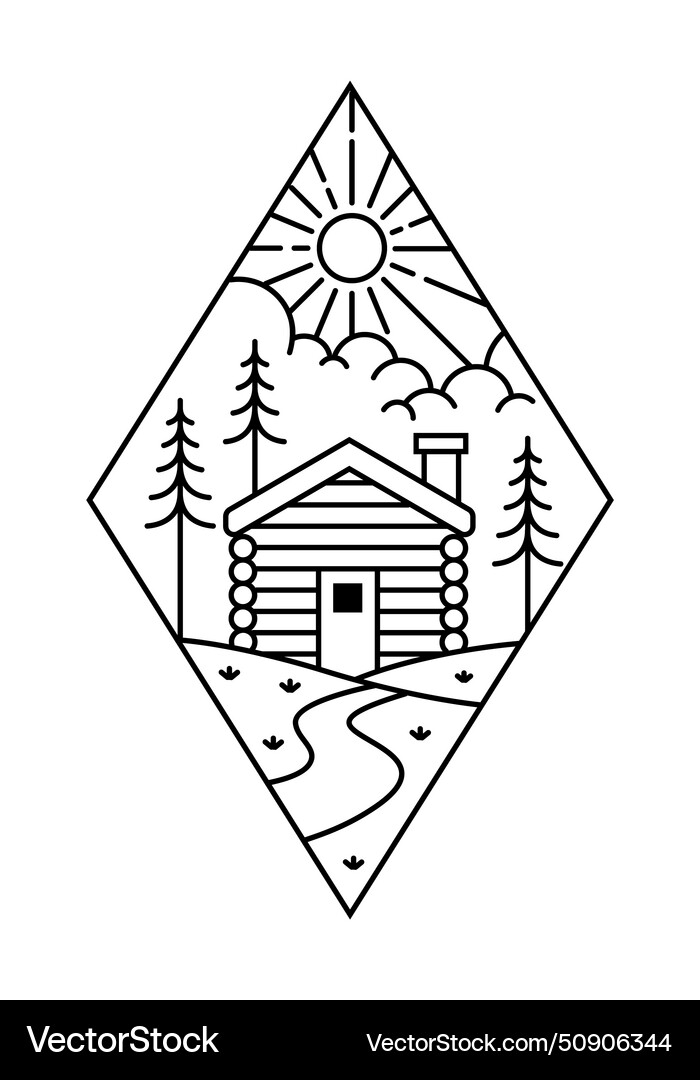 Beautiful nature line art Royalty Free Vector Image