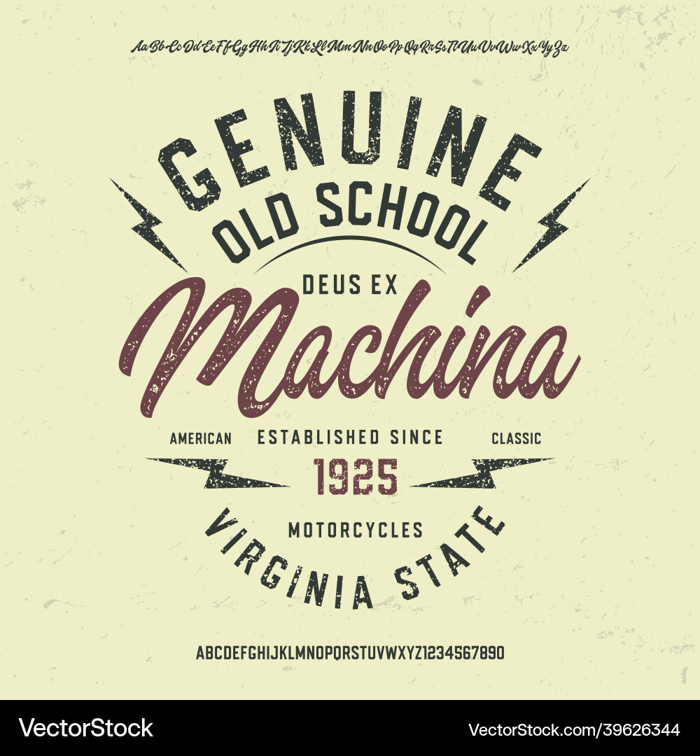 Biker theme original script and sans serif fonts Vector Image