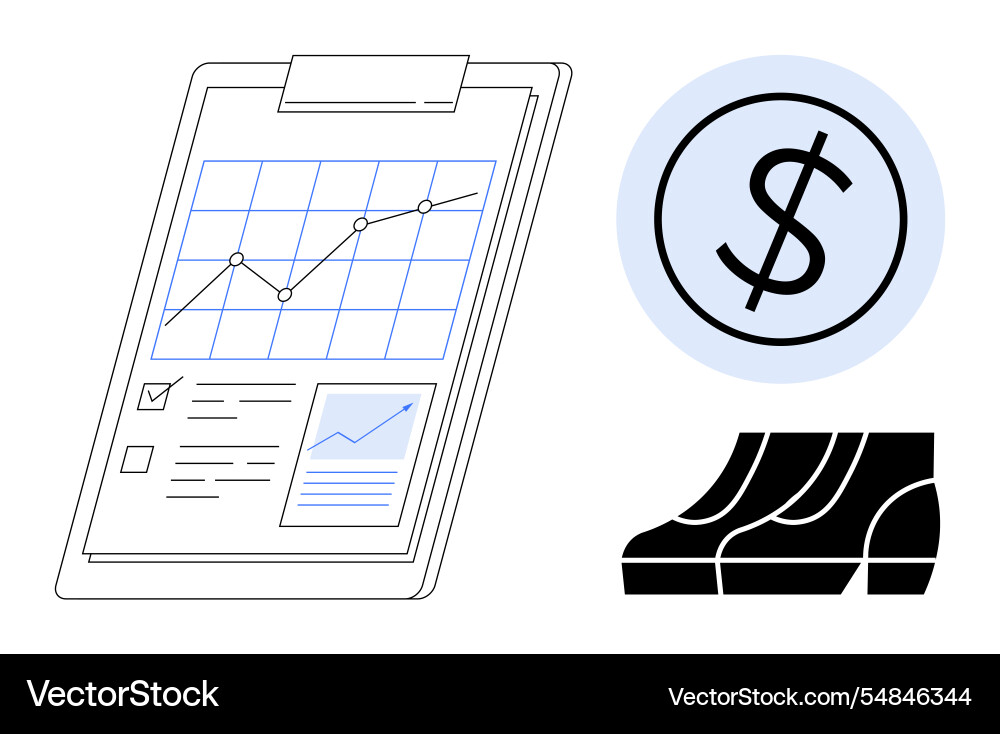 Financial growth report with a rising graph Vector Image