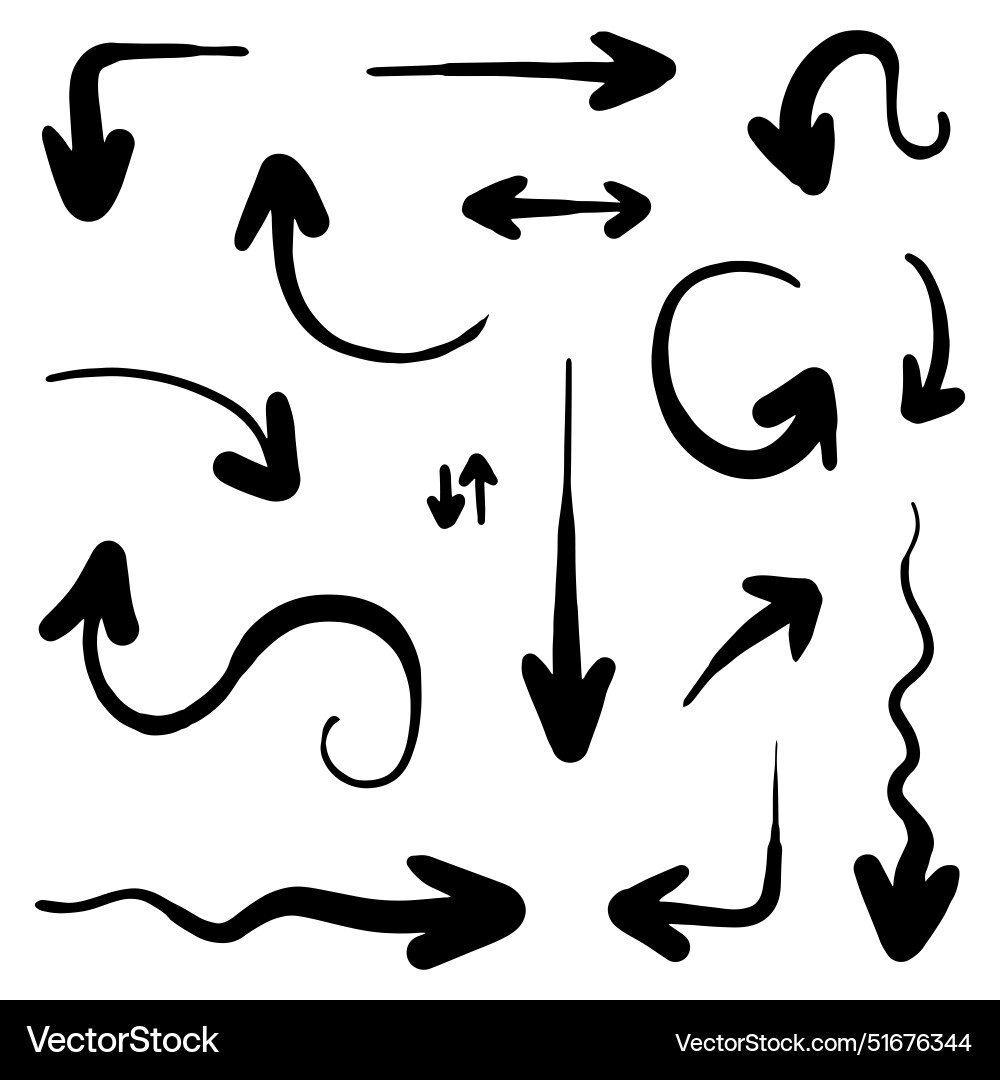 Hand drawn arrow in abstract doodle line style Vector Image