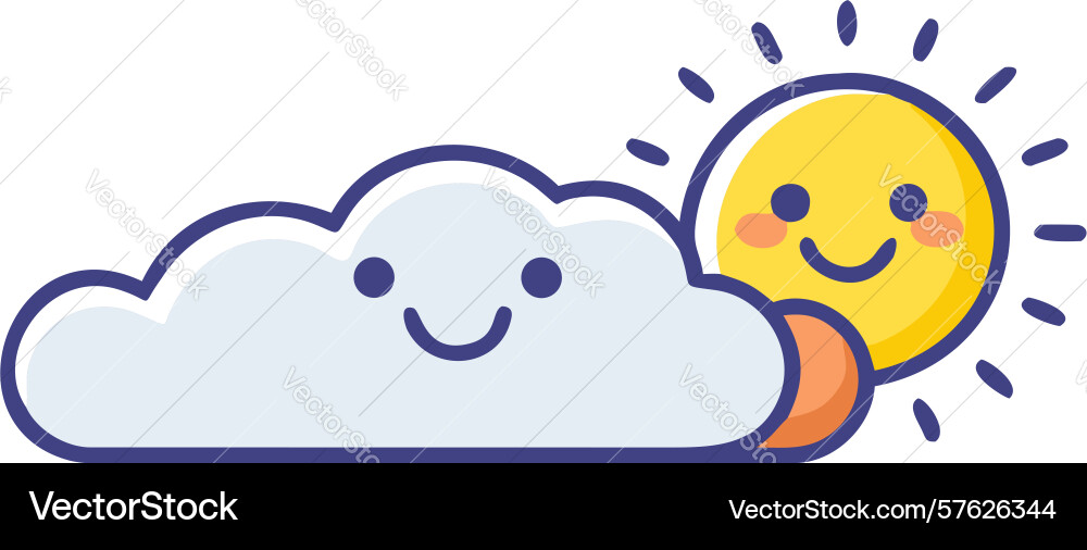Happy cloud icon with smiling sun for good Vector Image