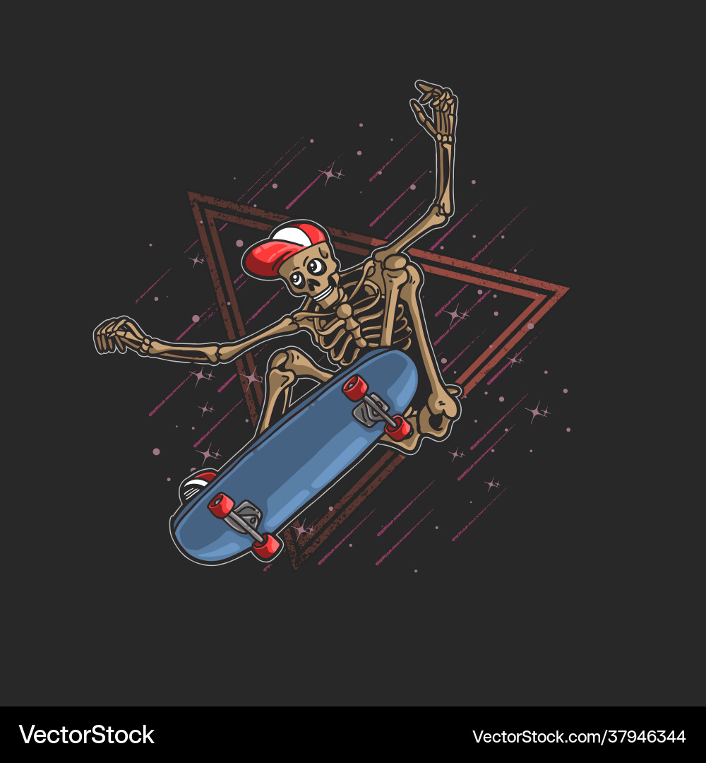 Pro skater skeleton jumping freestyle Royalty Free Vector