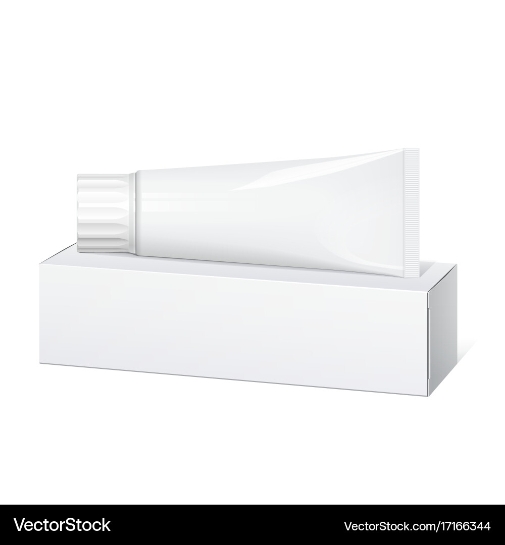 Realistic white tube and packaging Royalty Free Vector Image