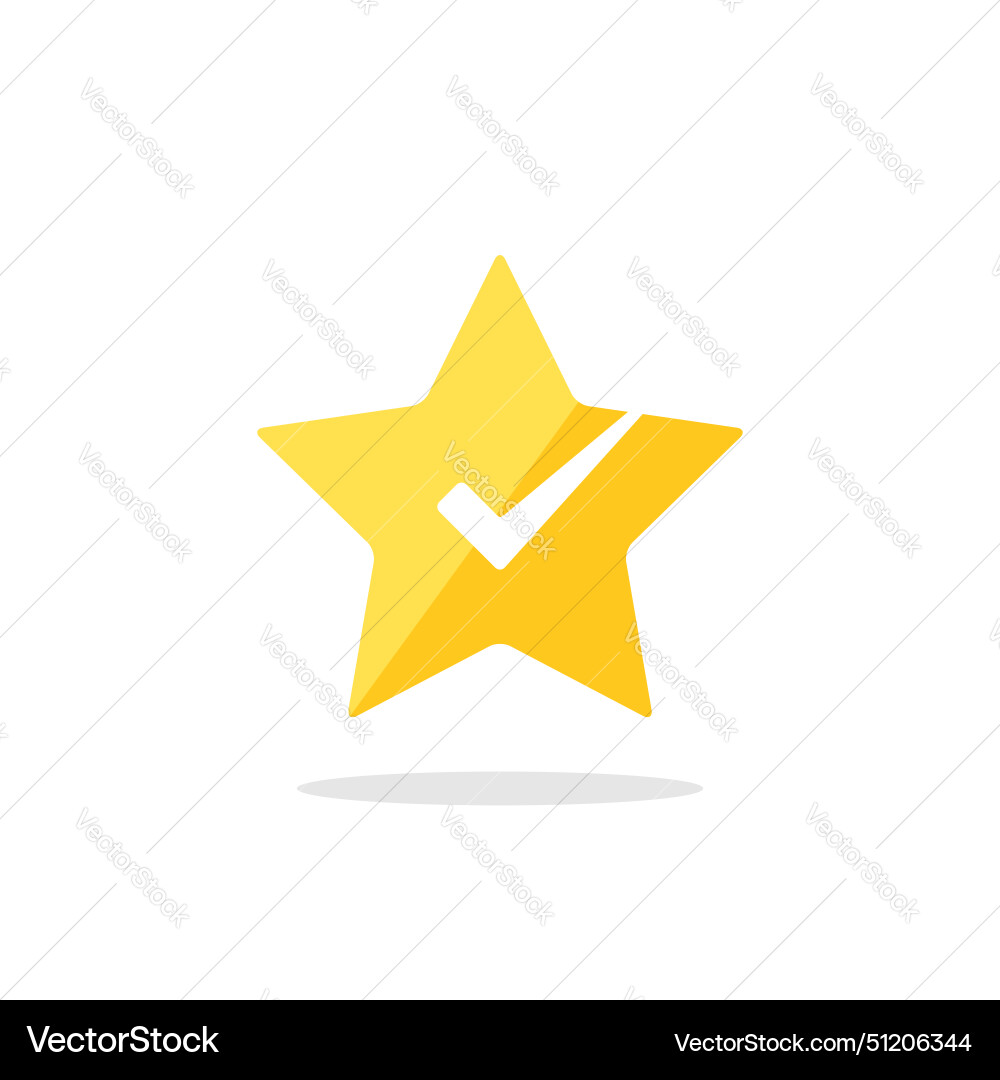 Yellow star check mark tick icon Royalty Free Vector Image