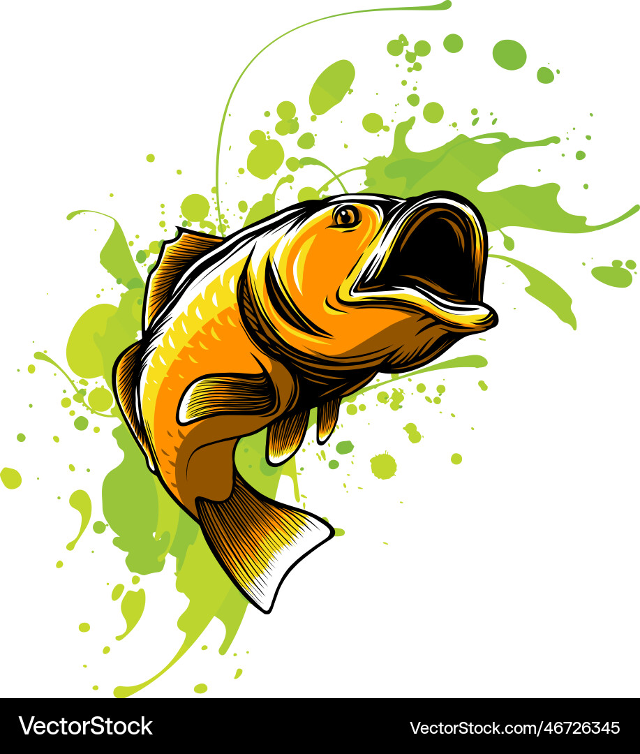 Jumping Bass Vector Clipart Vector Illustration Of A Jumping Fish PNG