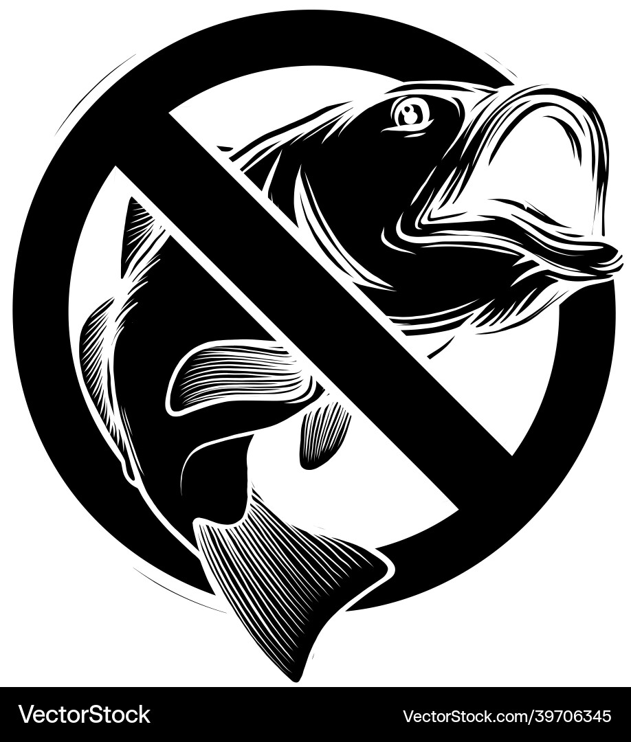 Ban fish silhouette symbol Royalty Free Vector Image