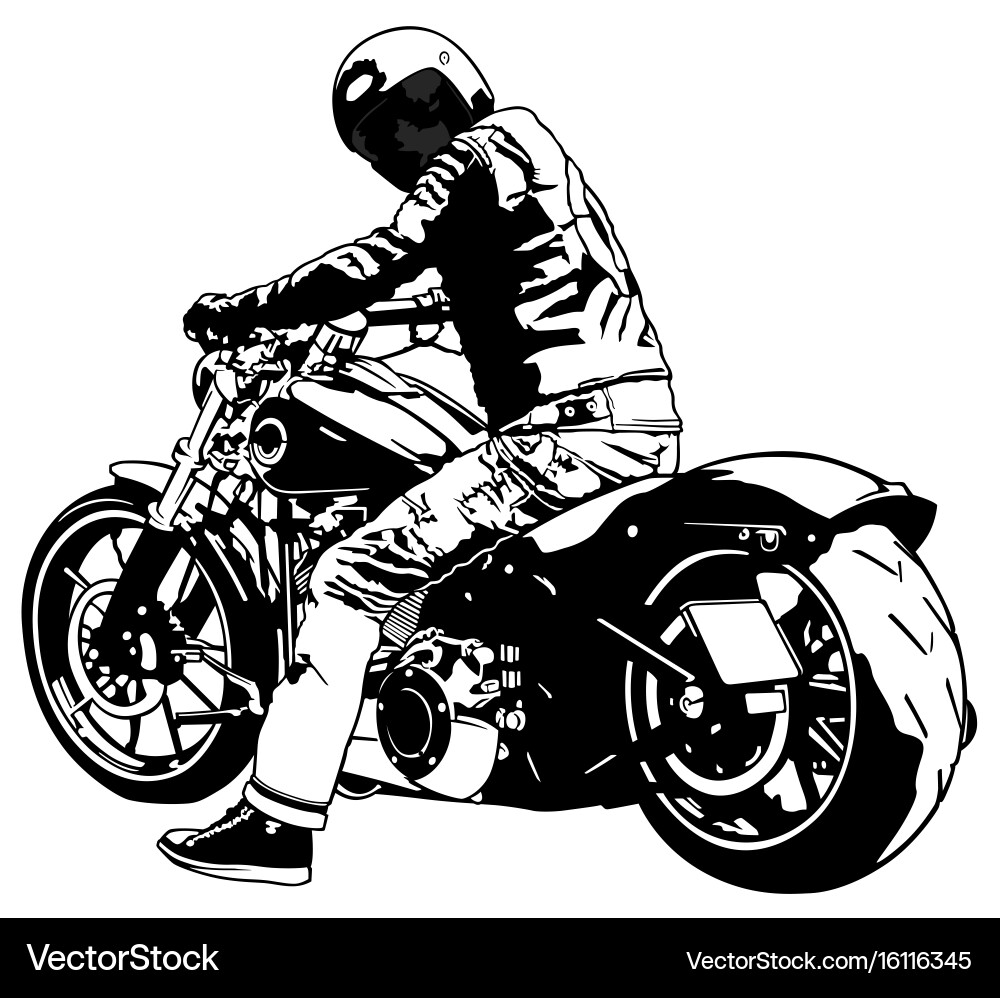Black and White Motorcycle Rider Royalty Free Vector Image