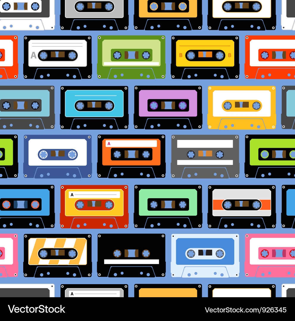 Cassettes seamless texture Royalty Free Vector Image