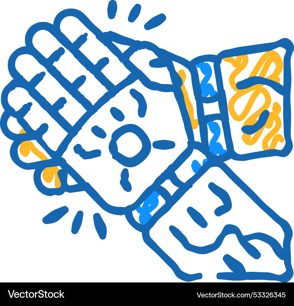 Clap applause robot hand gesture icon doodle Vector Image