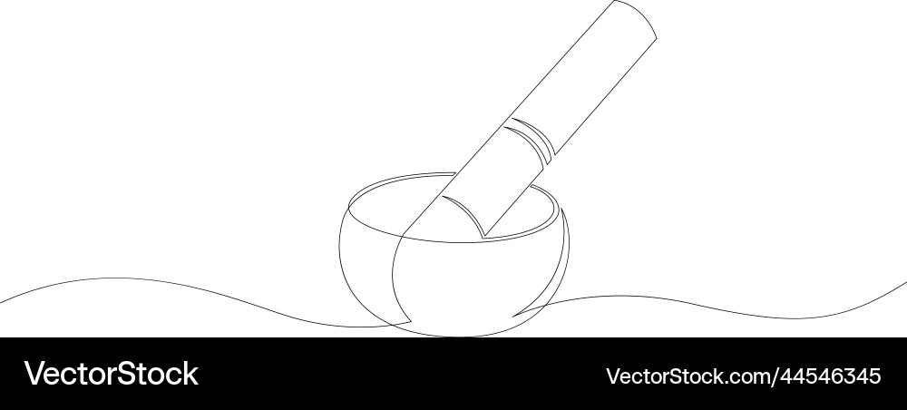 Continuous line drawing of singing bowl Royalty Free Vector