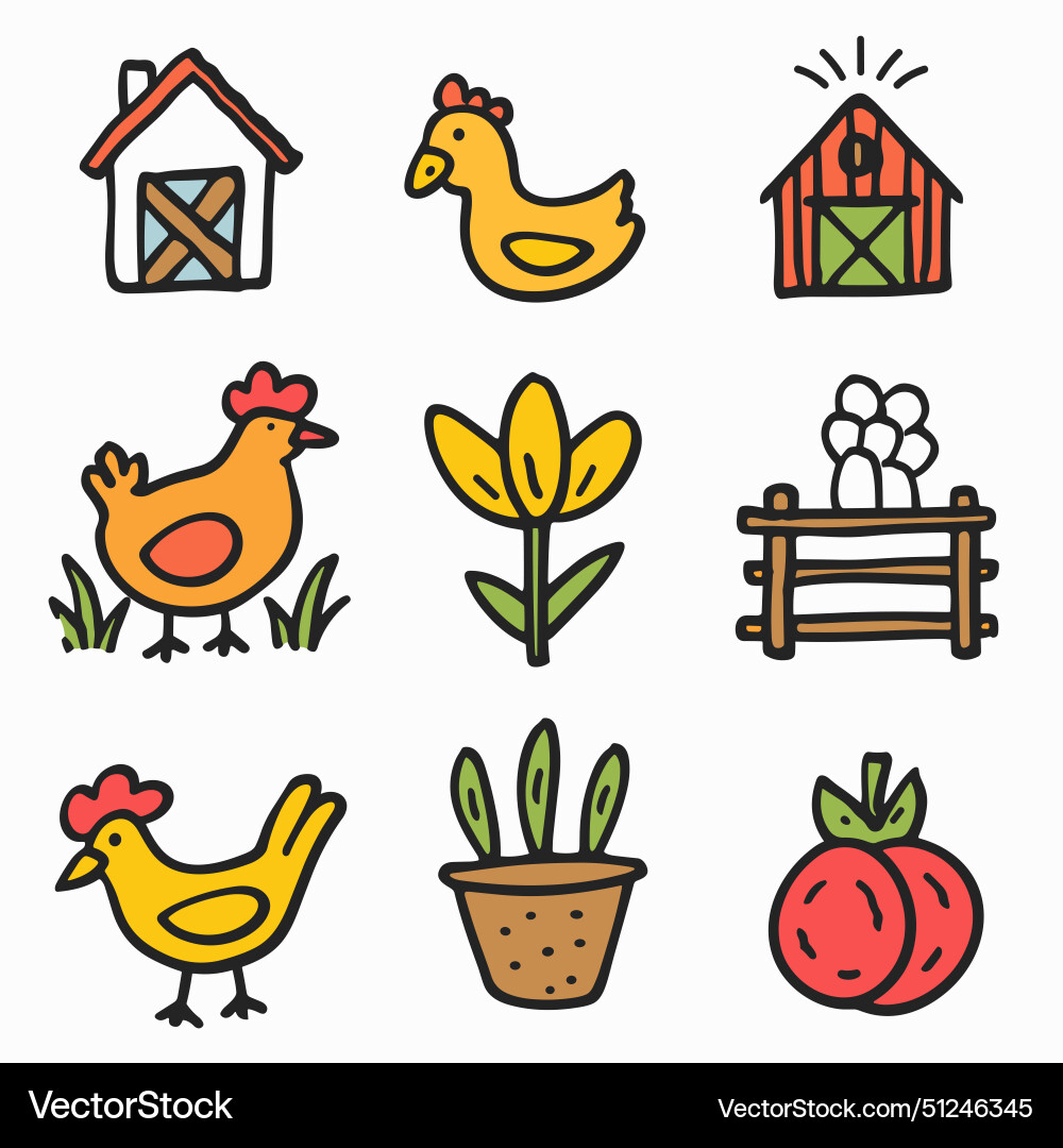 Farm icons set isolated white Royalty Free Vector Image