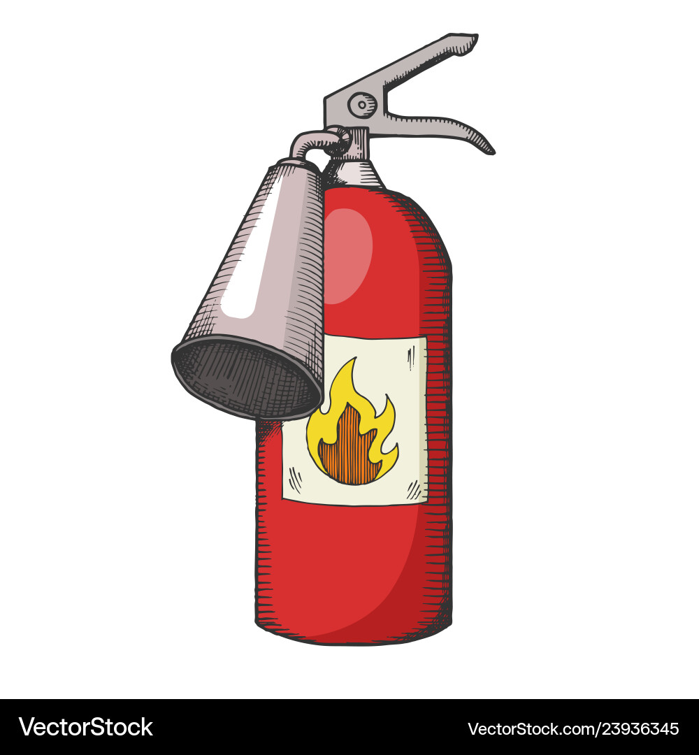 Fire extinguisher sketch engraving Royalty Free Vector Image
