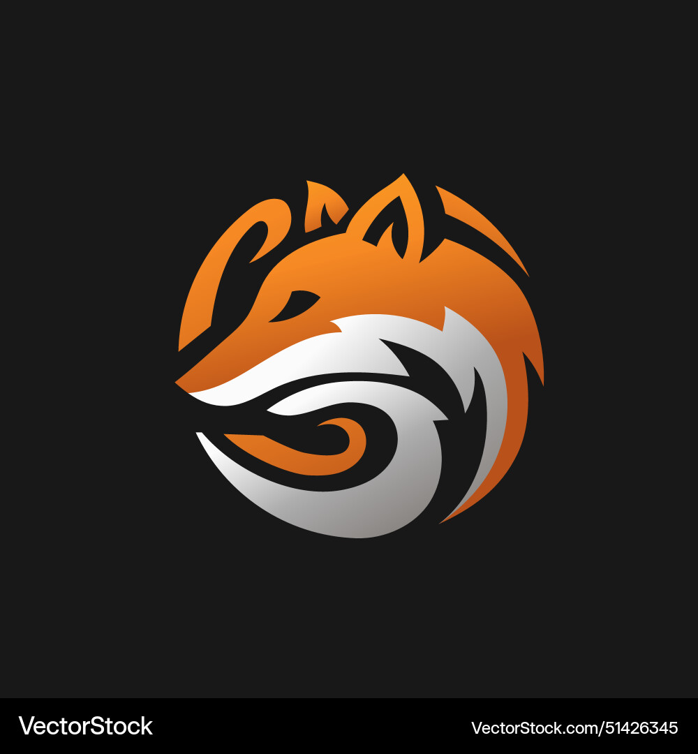 Fox head circle symbol Royalty Free Vector Image