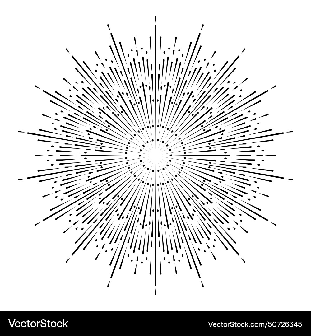 Hand drawn sun sunburst starburst light rays Vector Image