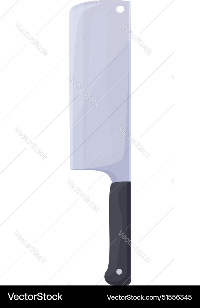 Large sharp meat cleaver knife with black handle Vector Image