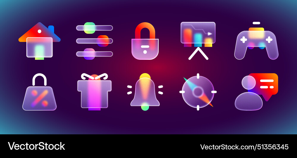 Realistic glass morphism transparent ui icons Vector Image