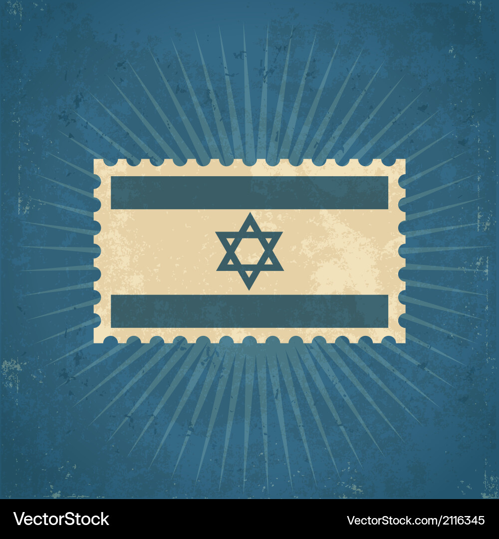 Retro israel flag postage stamp Royalty Free Vector Image