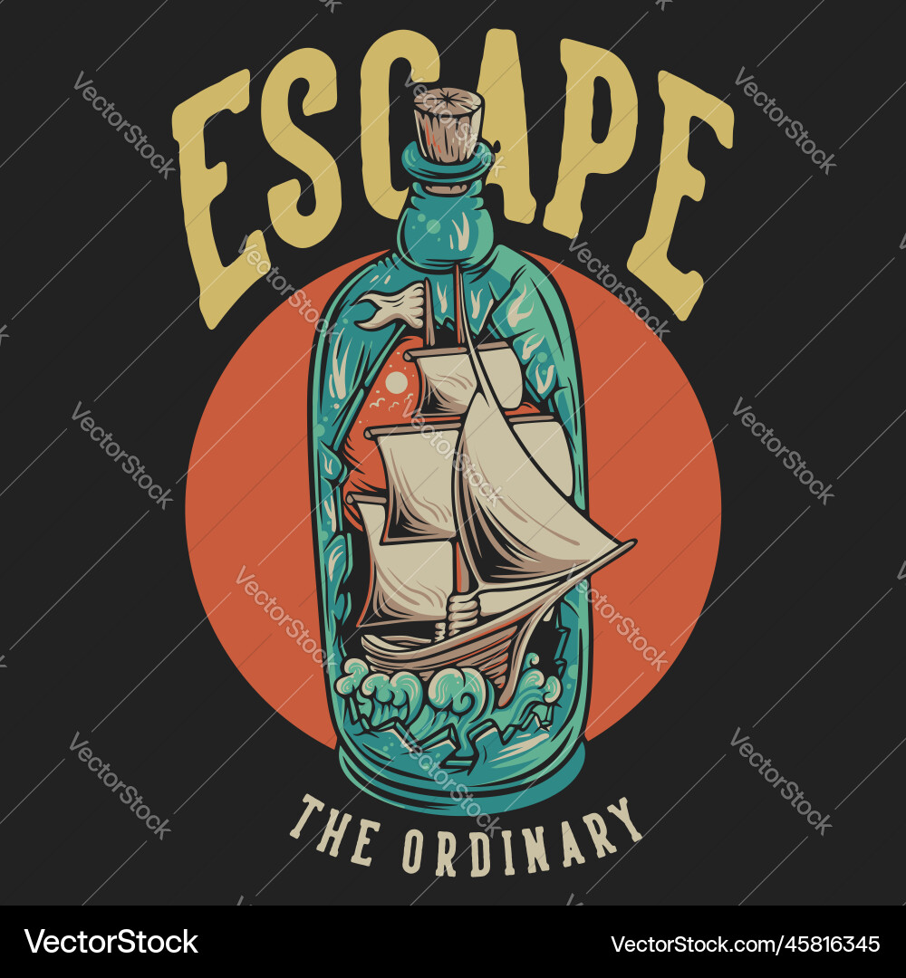 Vintage Ship Escape T-Shirt Royalty Free Vector Image