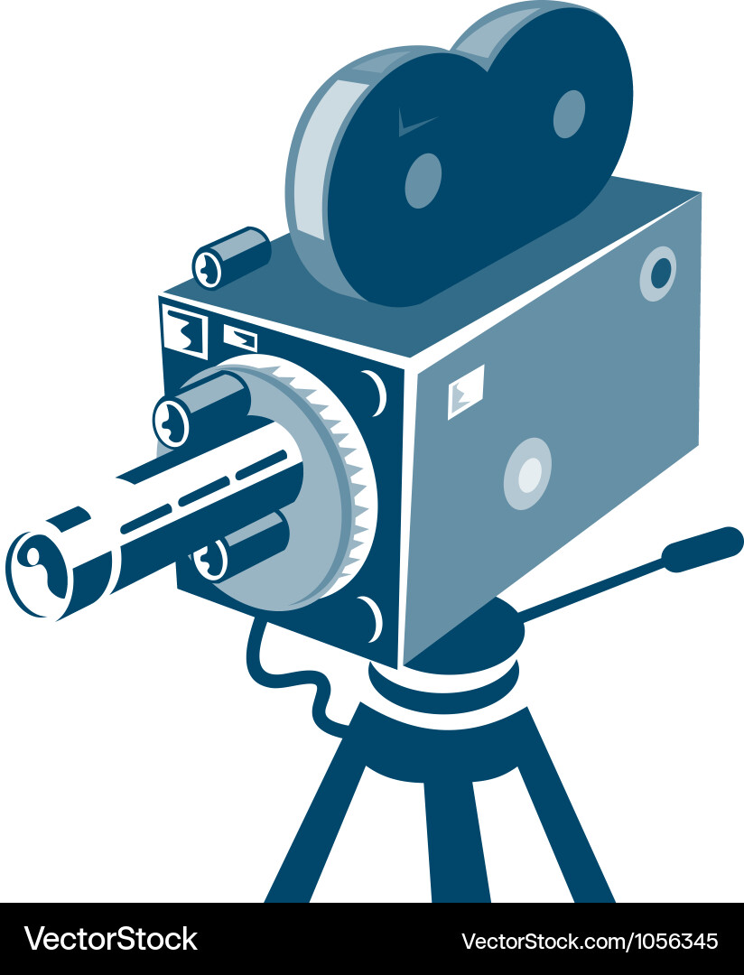 Vintage video movie camera retro Royalty Free Vector Image