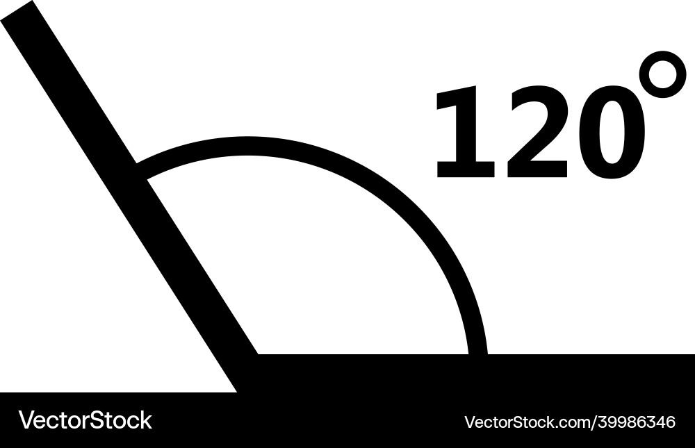 120 degree angle icon on white background Vector Image