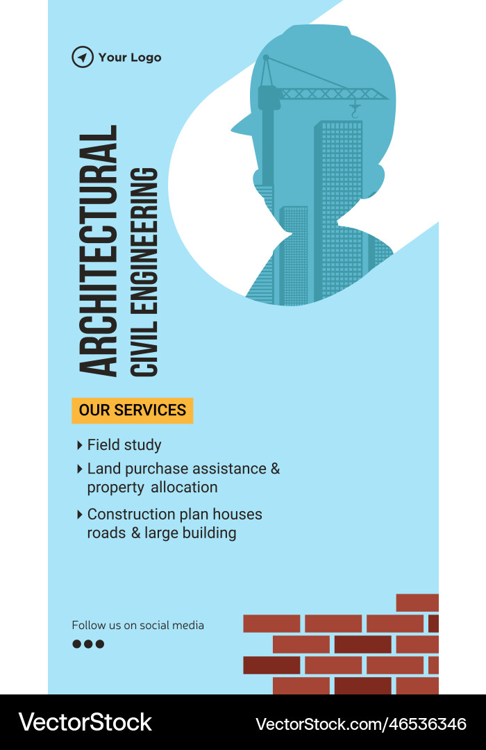 Architectural civil engineering portrait template Vector Image