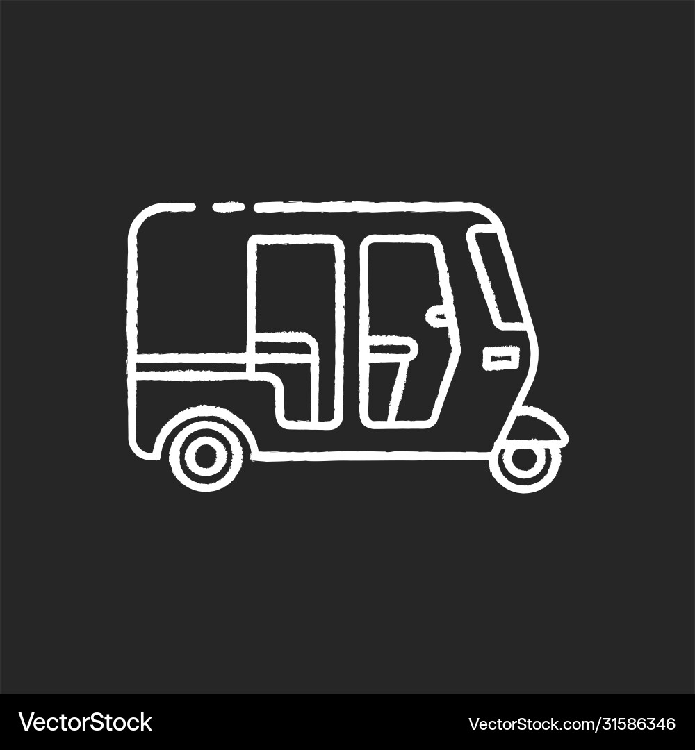 Auto rickshaw chalk white icon on black background