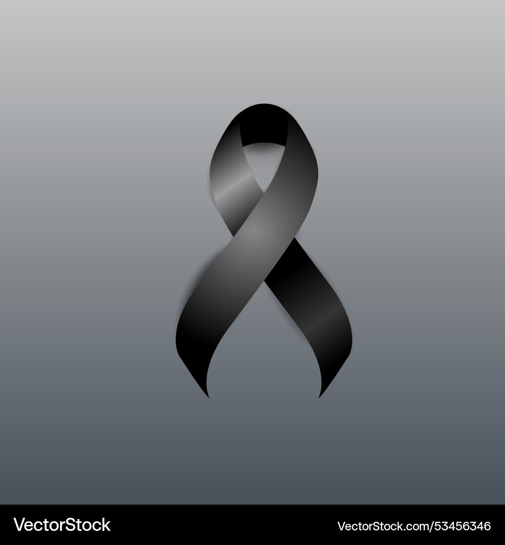 Black mourning ribbon with dark grey background Vector Image