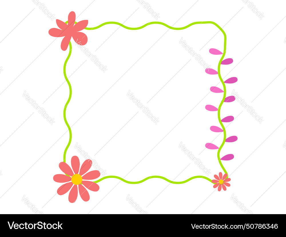 Colorful spring flower border and frame Royalty Free Vector
