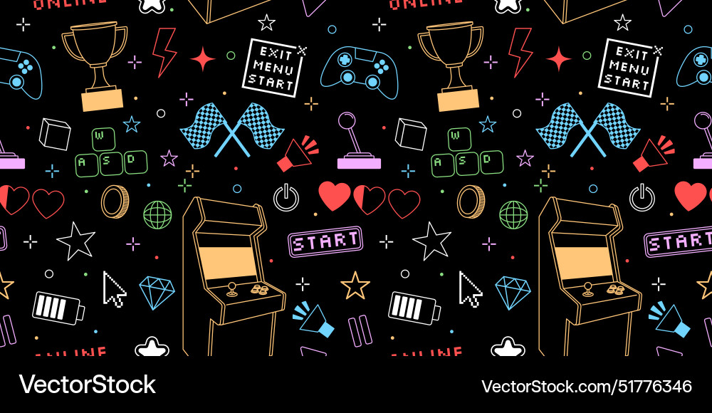 Game pattern seamless gamer kid control joystick Vector Image