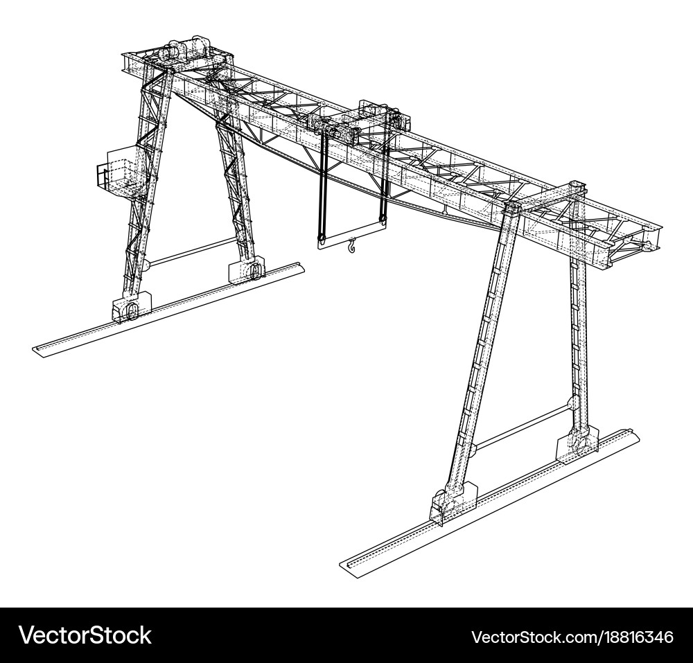 Gantry crane wire-frame eps10 format Royalty Free Vector