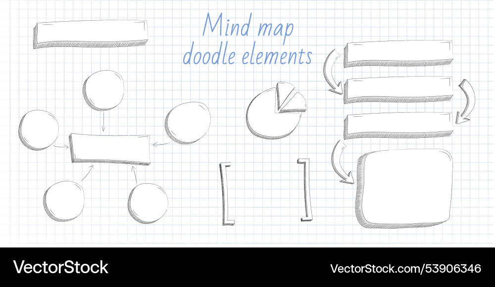 Hand drawn doodle sketch mind map blank flow chart