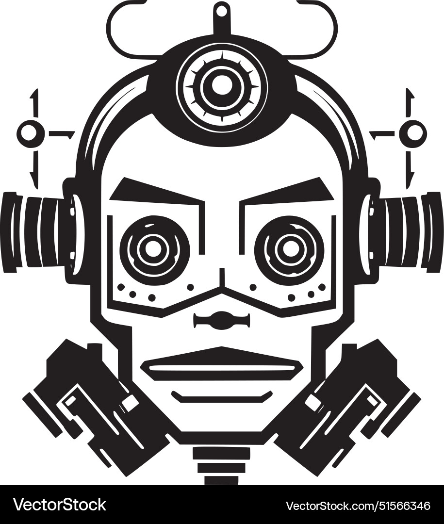 Robot - black and white isolated icon Royalty Free Vector