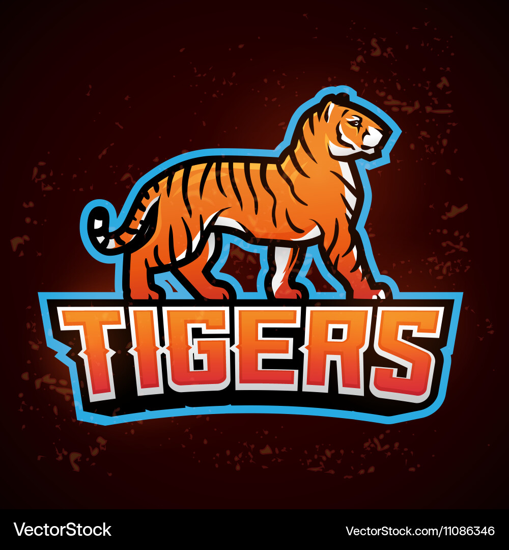 Tiger mascot sport logo design template Royalty Free Vector