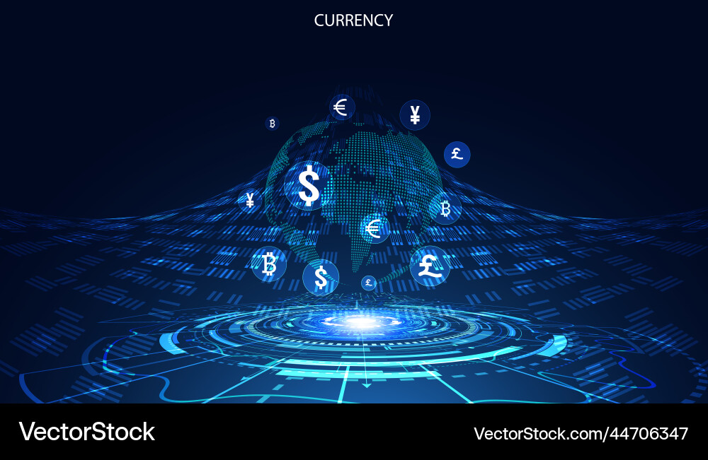 Abstract world digital circle hologram money Vector Image