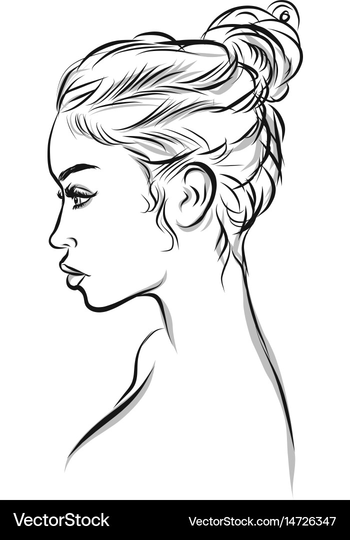 Beautiful woman line art Royalty Free Vector Image