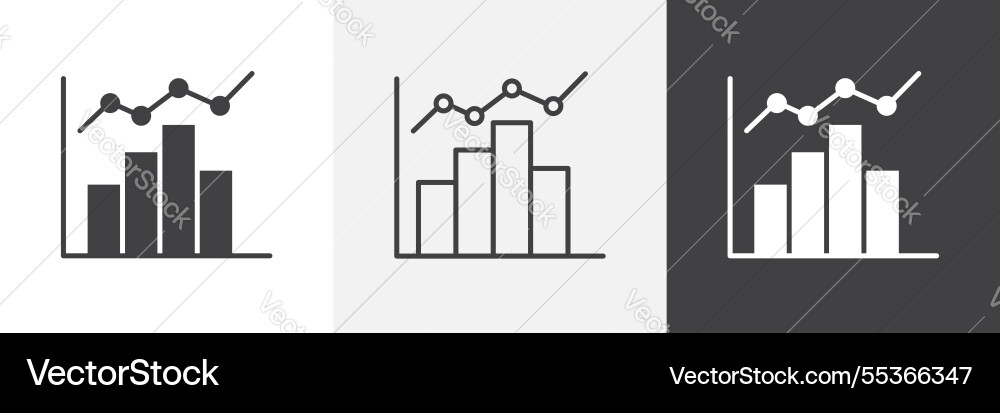 Chart histogram icons collection graphic designs Vector Image