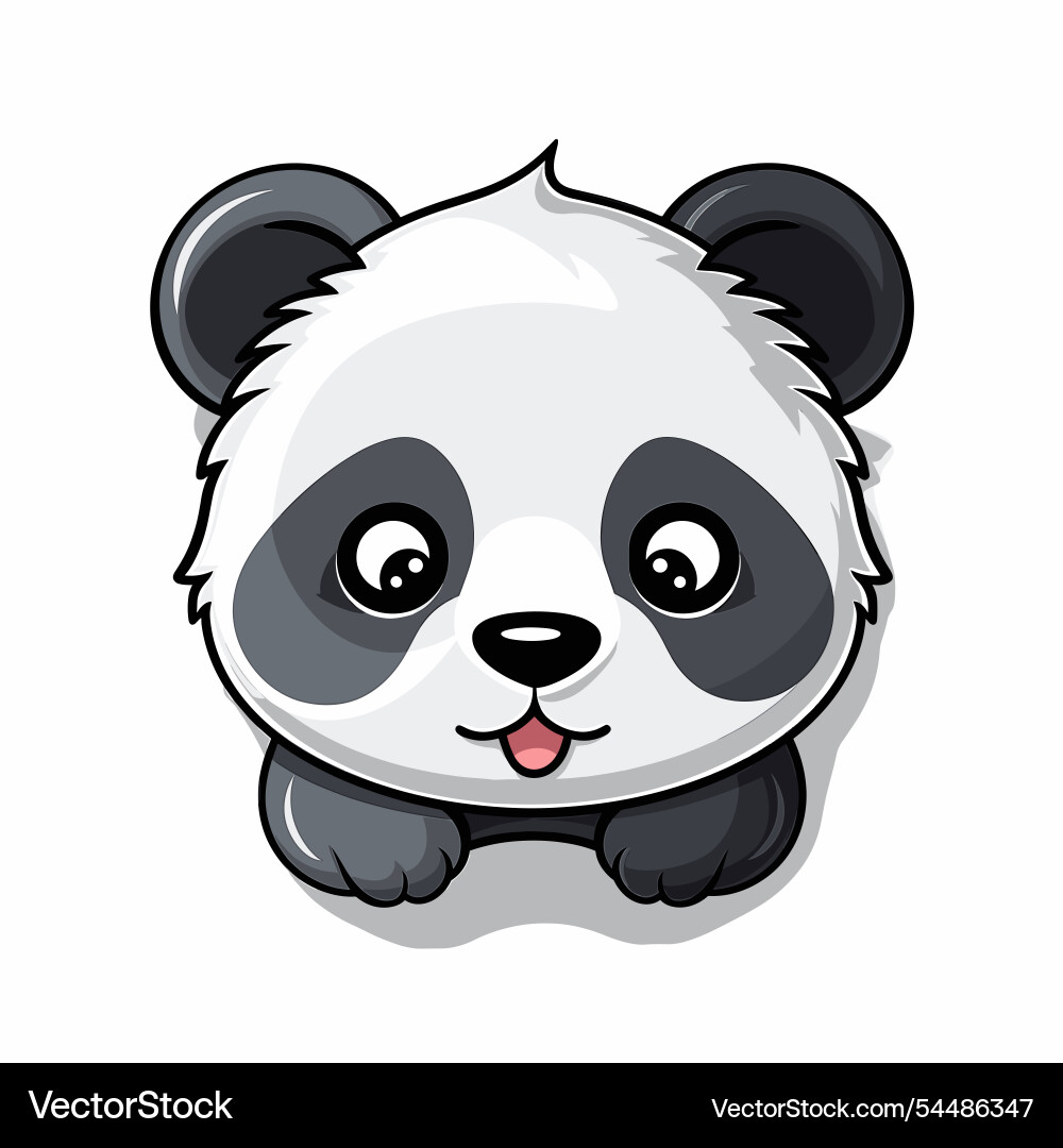 Cute cartoon panda face with playful expression Vector Image