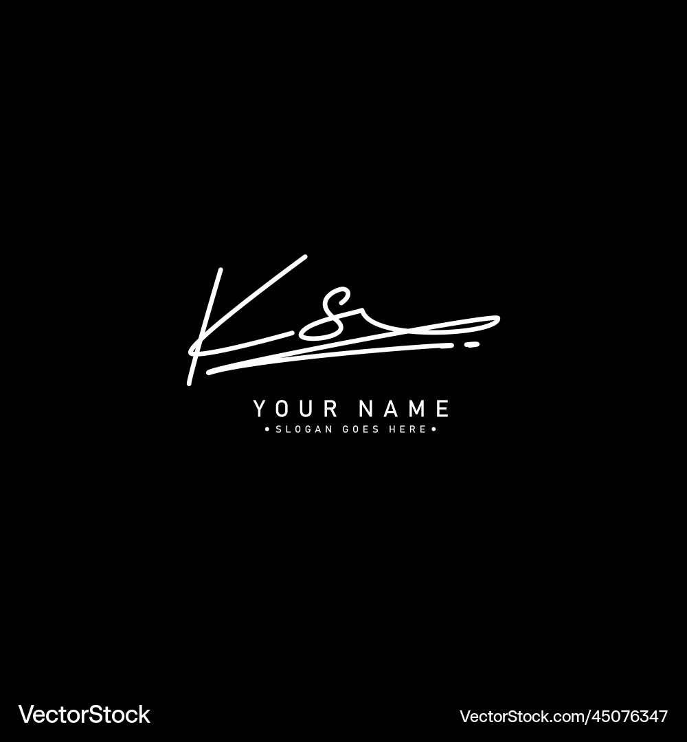 Handwritten signature logo for initial letter ks Vector Image