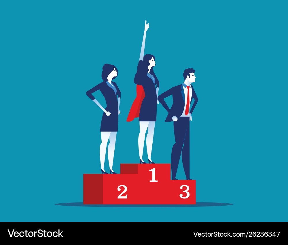 Leadership superhero standing on winning Vector Image