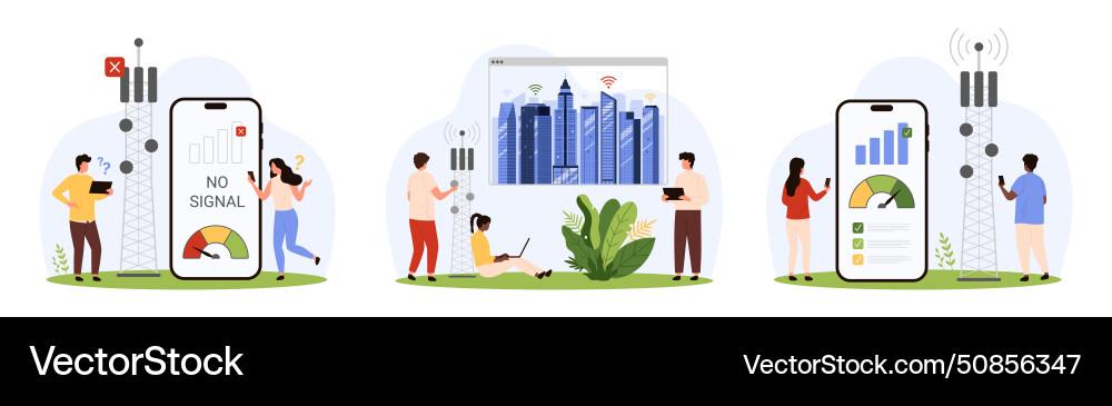 No signal fast wireless internet connection set Vector Image