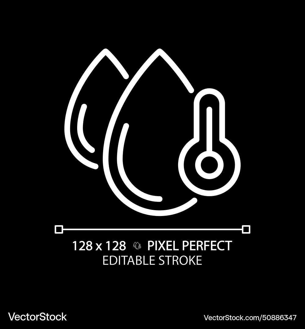 Water temperature white linear icon for dark theme