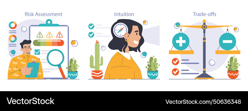 Decision-making set strategic thinking Royalty Free Vector