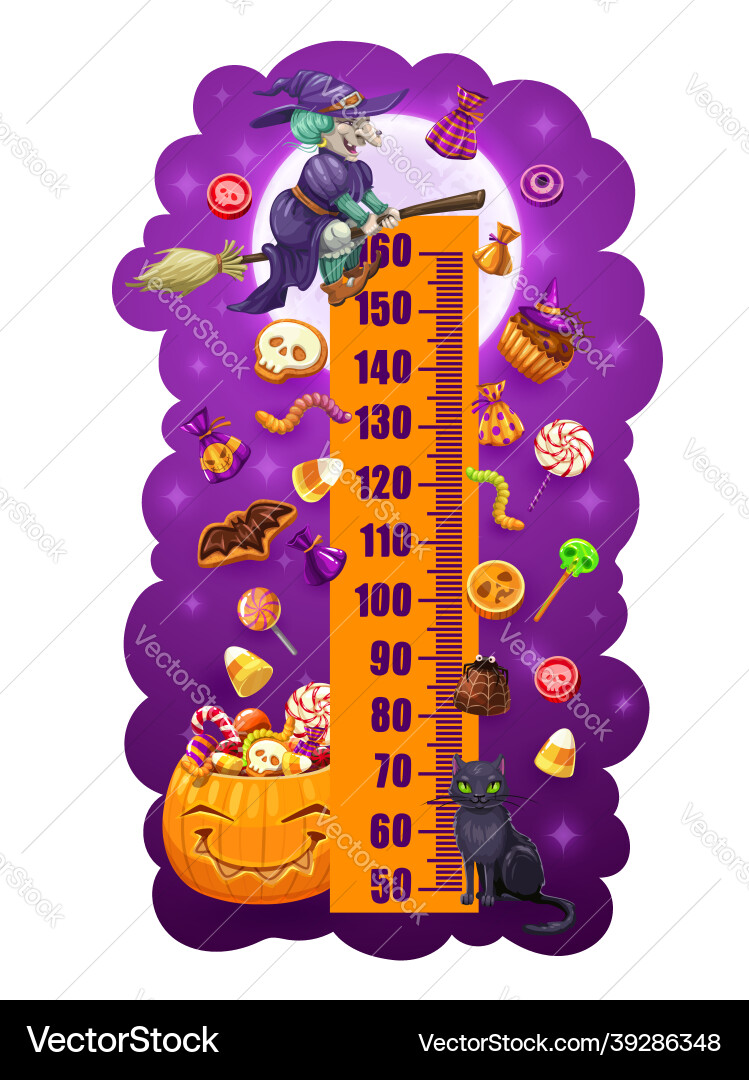 Kids height chart halloween sweets growth meter Vector Image