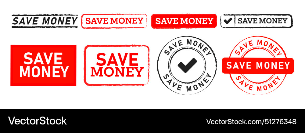 Save money square and circle rubber stamp label Vector Image