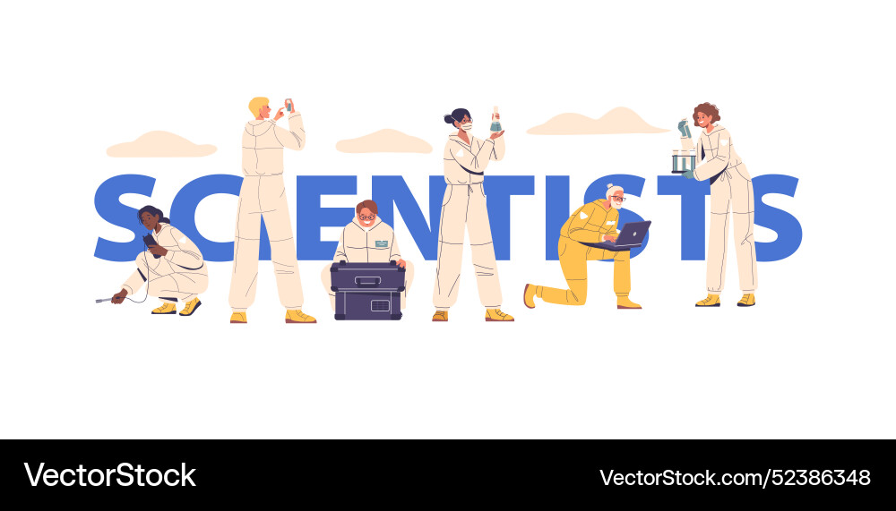 Scientists conducting experiments and research Vector Image
