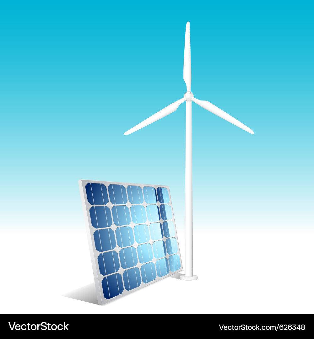 Solar panel and wind generator Royalty Free Vector Image