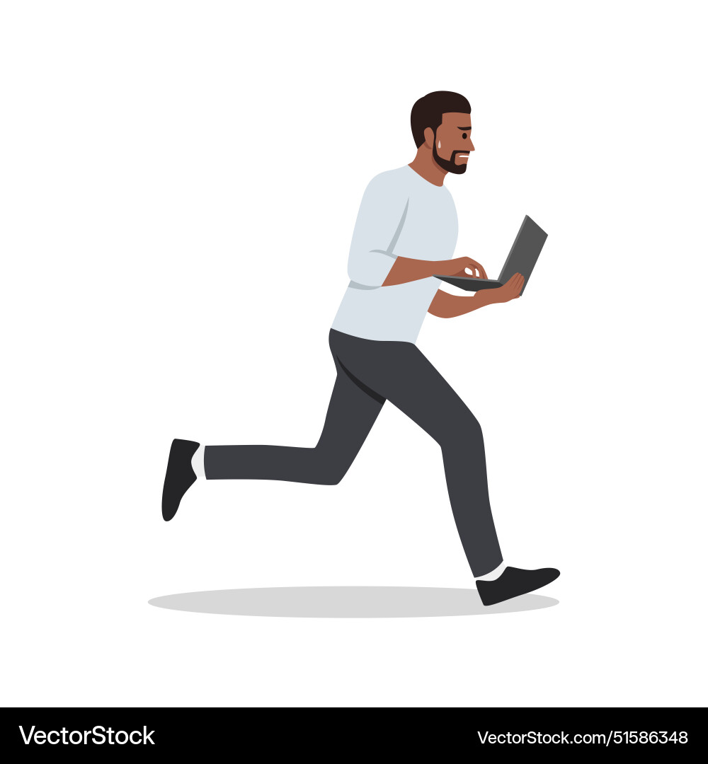 Stressed employee hurrying hectic about missing Vector Image