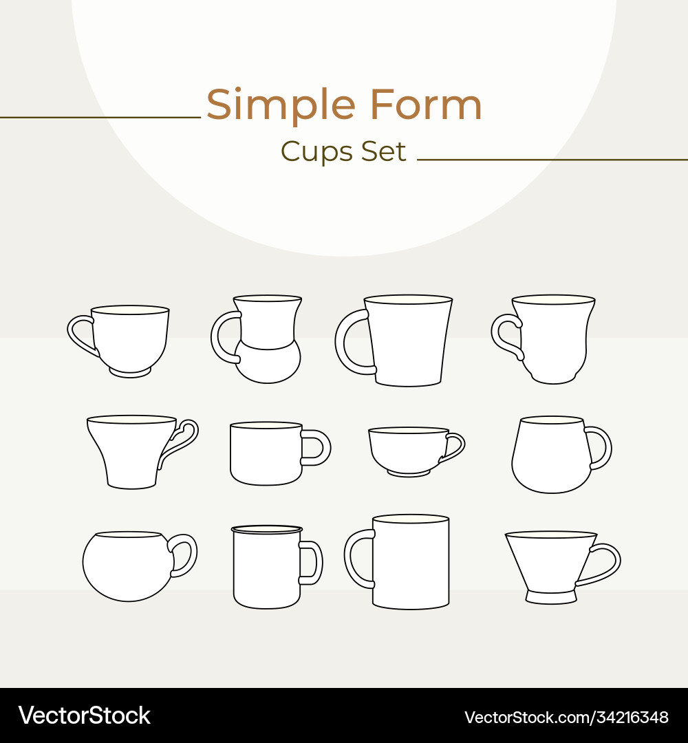 Tea cup simple form set Royalty Free Vector Image